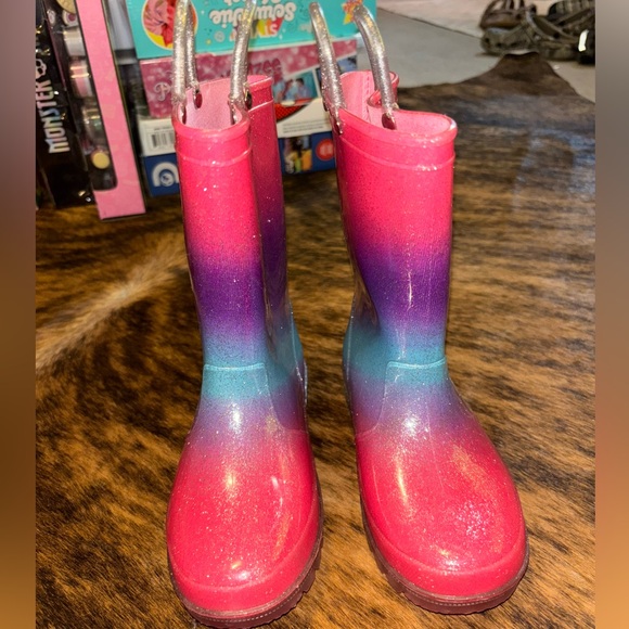 Shoes | Girls Colorful Gradient Glitter Rain Boots | Poshmark